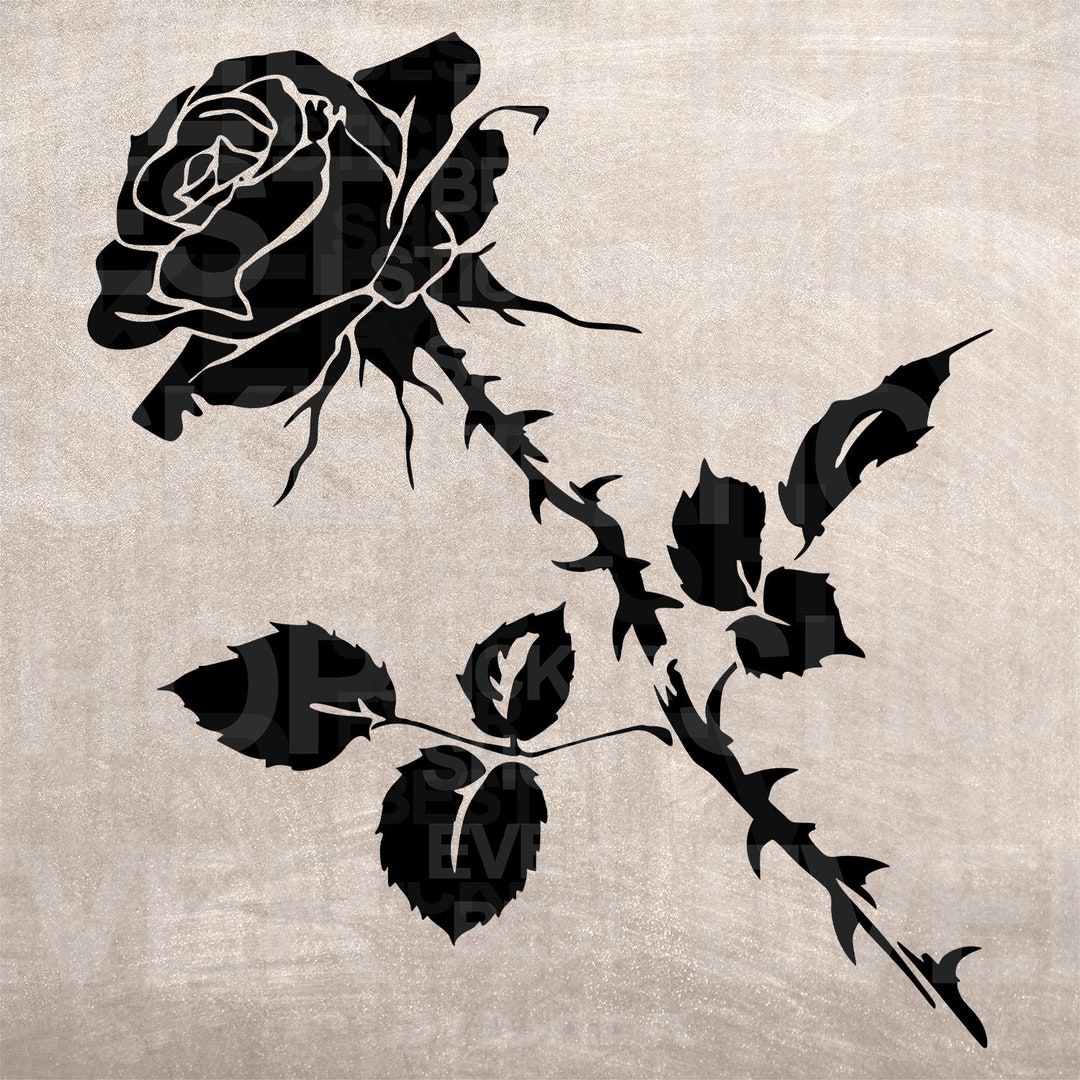 Rose Flower Stencil, Design Print, Digital Download Clipart Graphic for ...
