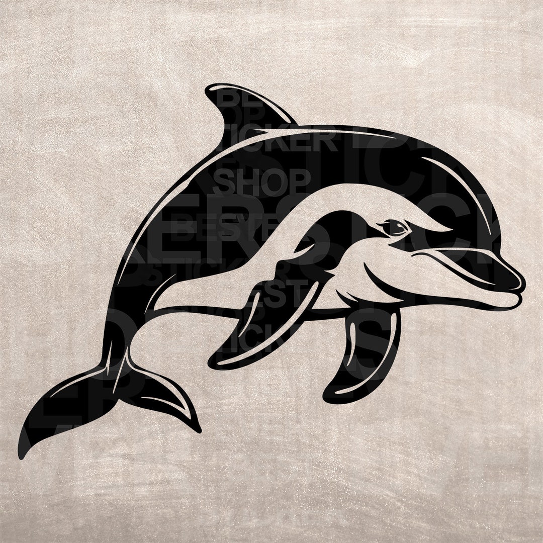 Dolphin Stencil Template, Ocean Wall Decor, SVG PNG (digital Download ...