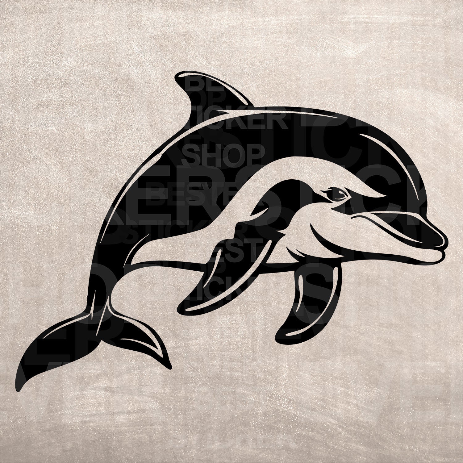 Dolphin Stencil, Model Template Design Print, Digital Download Clipart ...