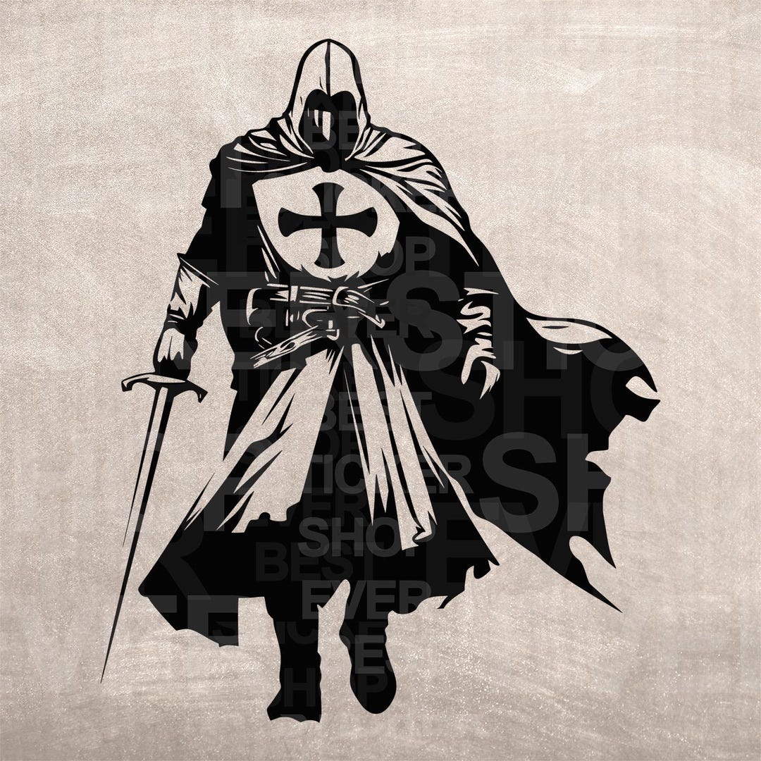 Templar Knight Stencil, Design Print, Digital Download Clipart Graphic ...
