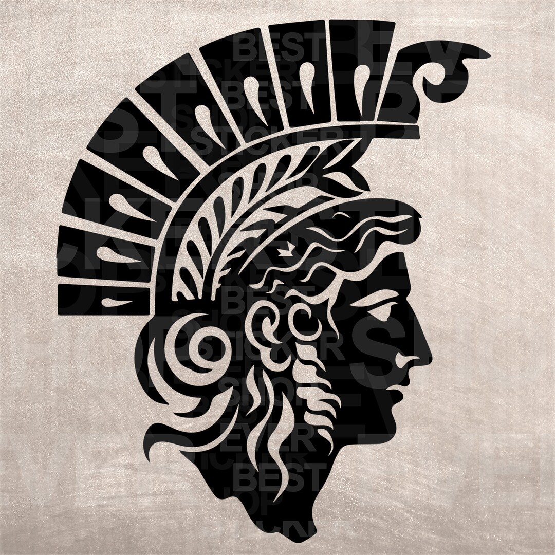 Greek God Roman Zeus Mythology Head Profile Warrior Stencil, Digital ...