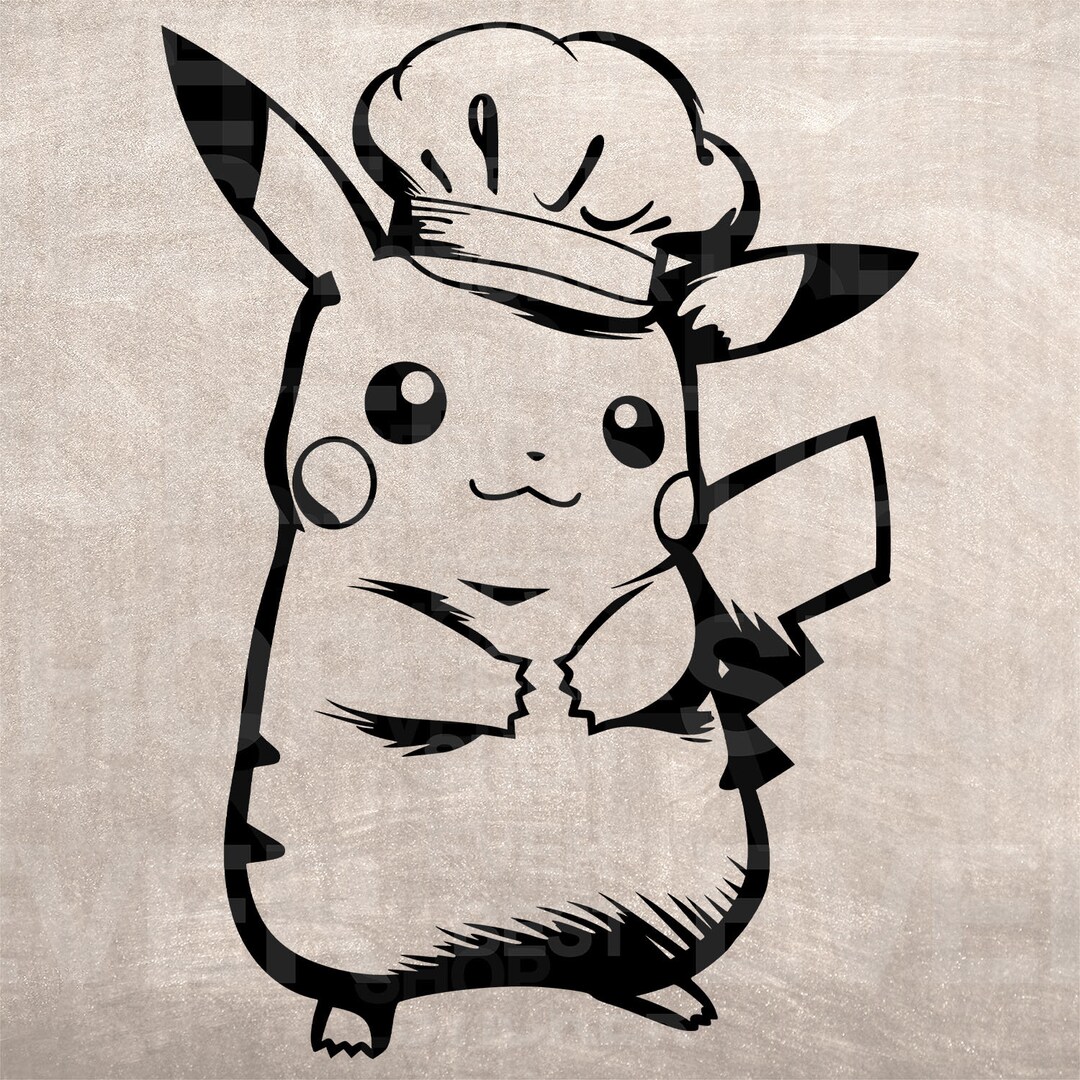 Chef Pikachu Stencil, Design Print, Digital Download Clipart Graphic ...