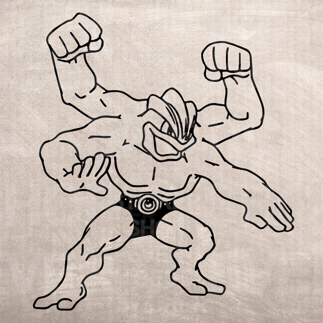 Machamp Pokemon Stencil, Design Print, Digital Download Clipart Graphic ...