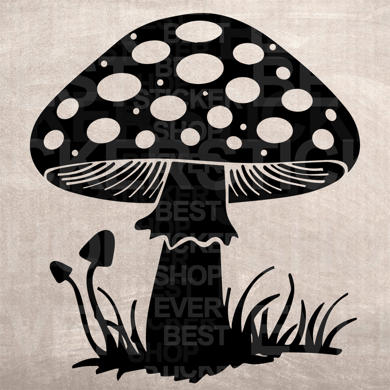 Mushroom Stencil, Design Print, Digital Download Clipart Graphic for ...