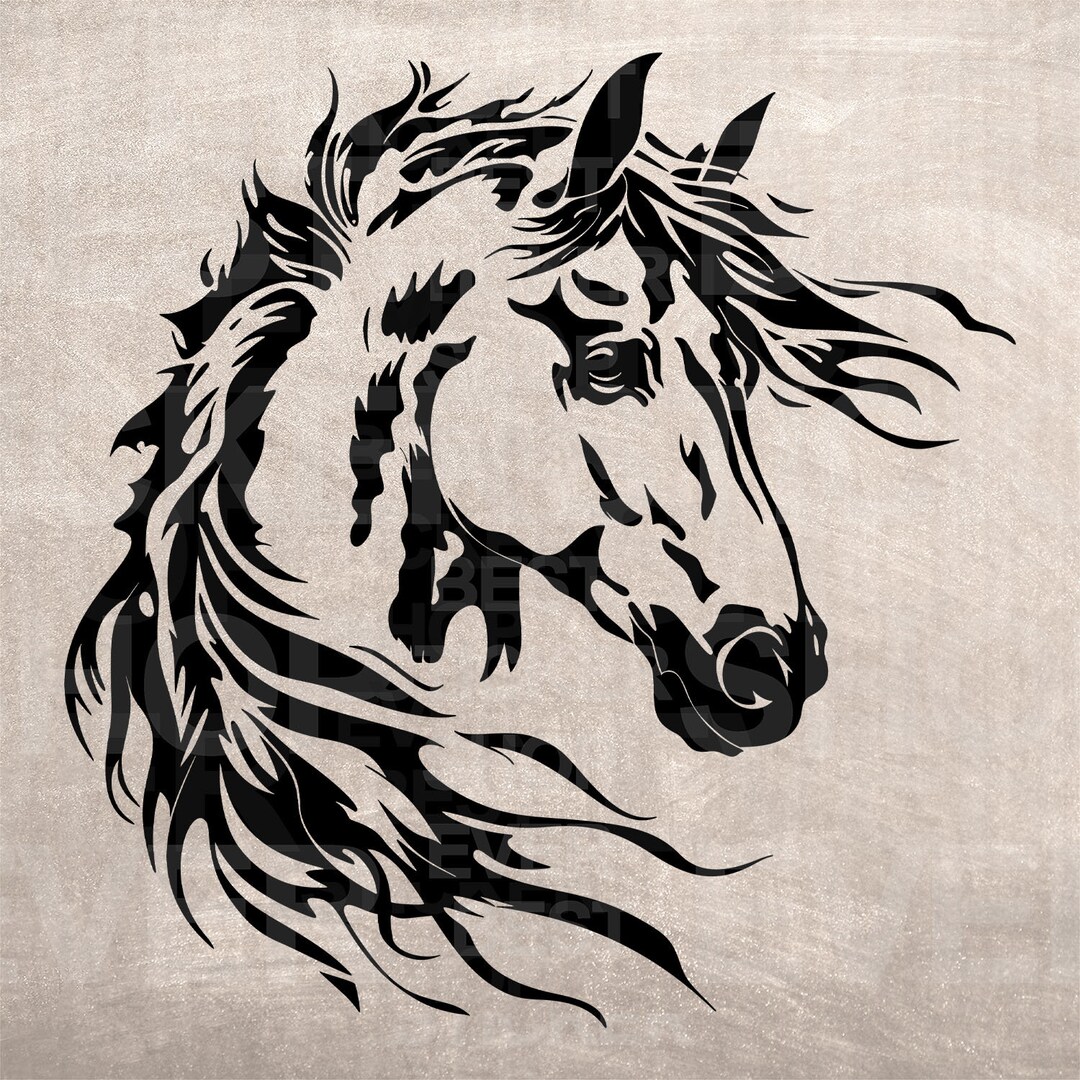 Horse Stencil, Model Template Design Print, Digital Download Clipart ...