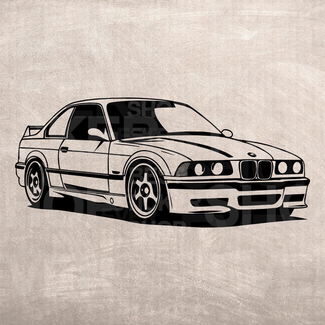BMW E36 Classic Stencil, Model Template Design Print, Digital Download ...