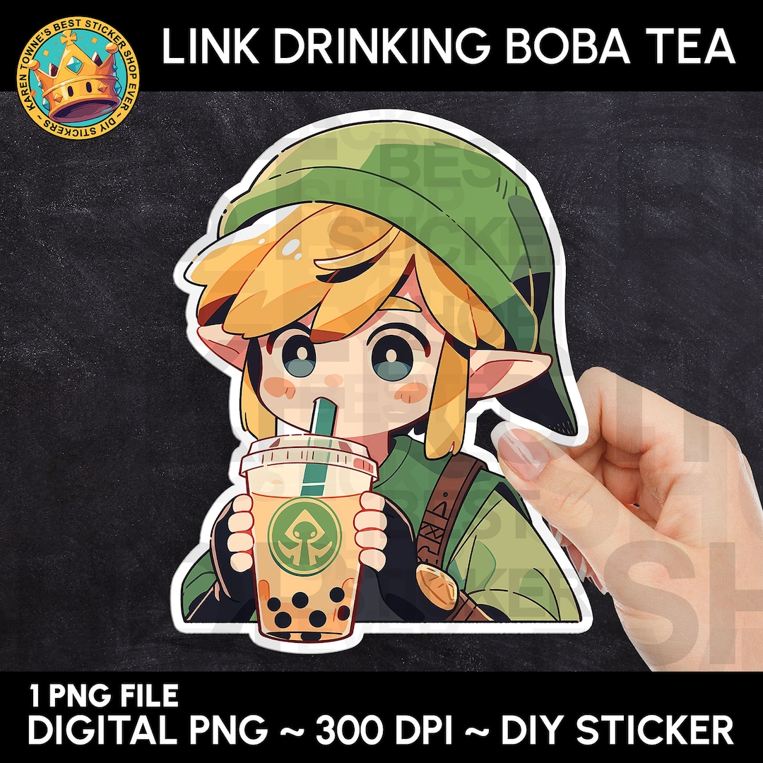 Link Drinking Boba Tea ~ Giant PNG ~ Clipart, Digital Sticker ...