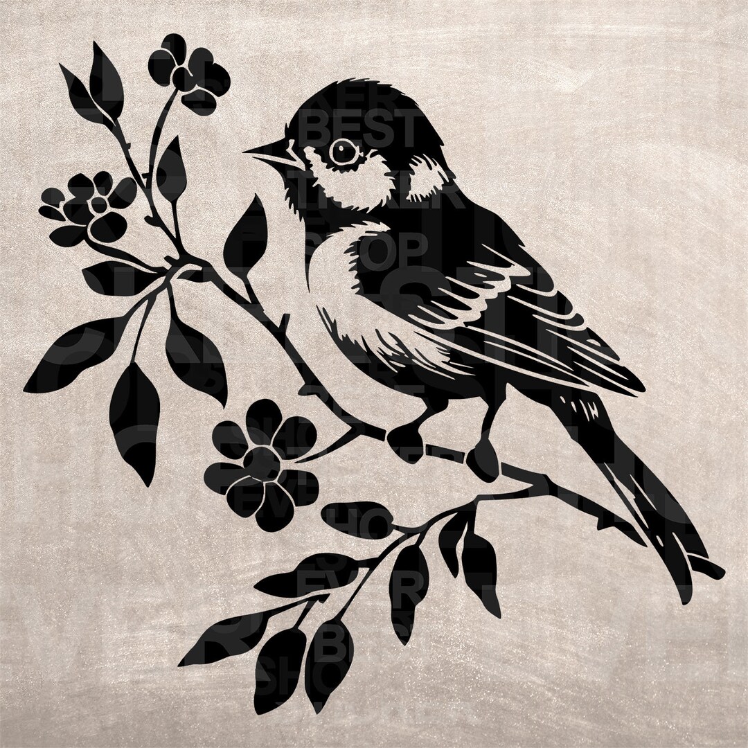 Cute Bird Stencil, Model Template Design Print, Digital Download Clipart Graphic for DYI Craft ...