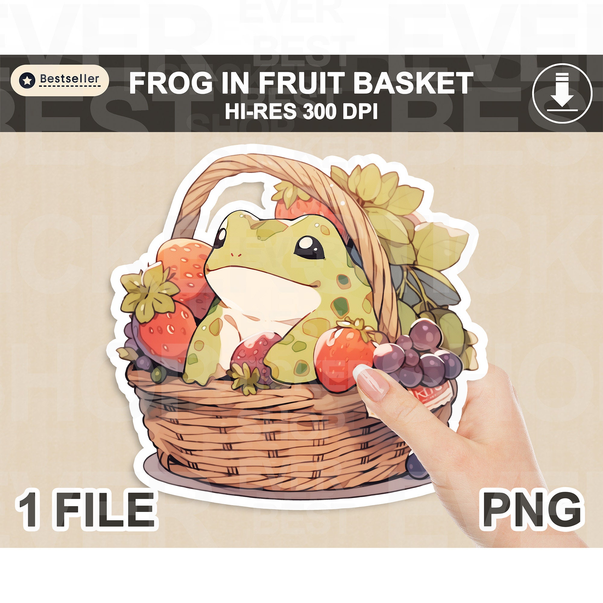 Frog in Fruit Basket Giant PNG Clipart, Digital Sticker, Scrapebooking ...