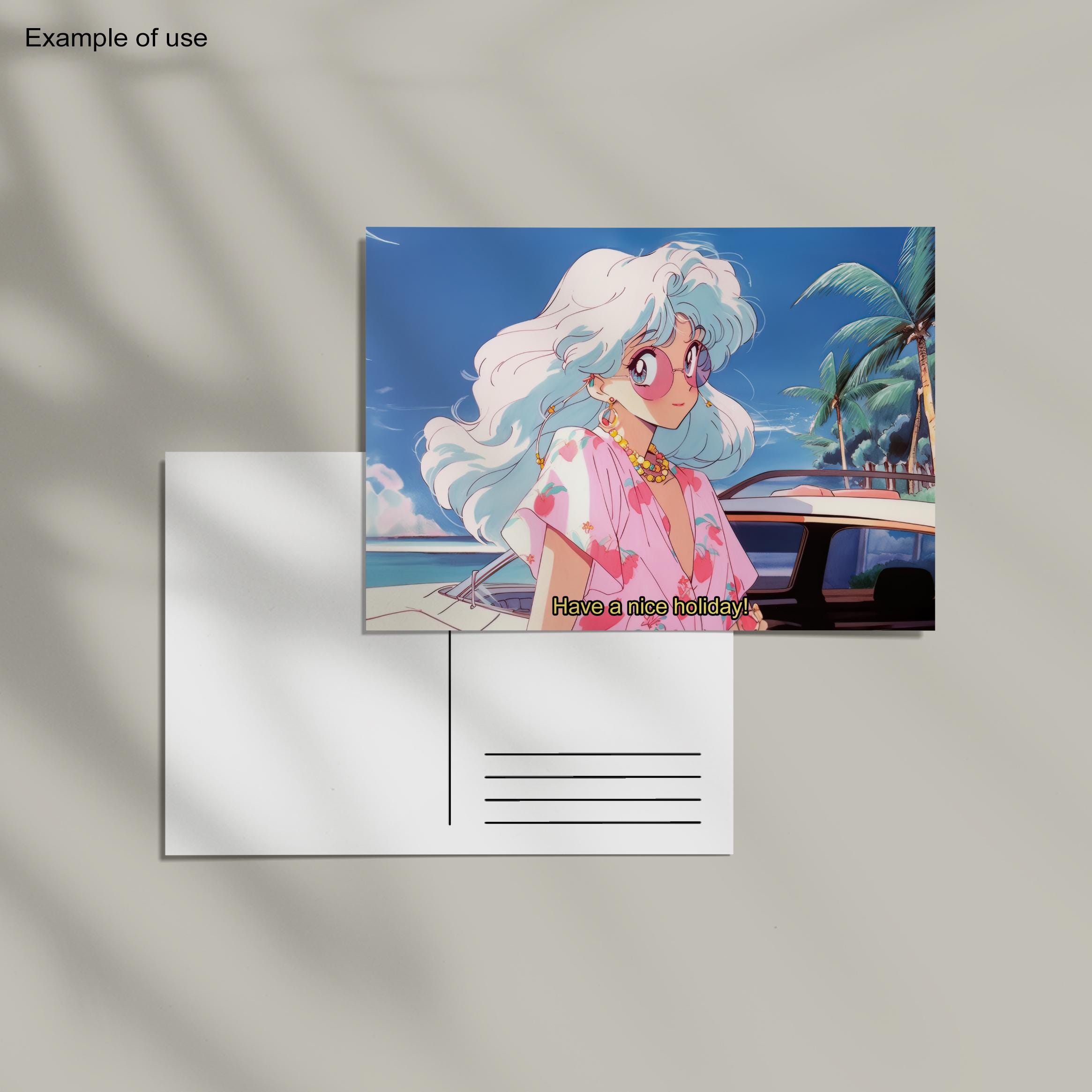 Anime Inspired Holiday Postcard ~ Anime Clipart, Digital Download, DIY ...