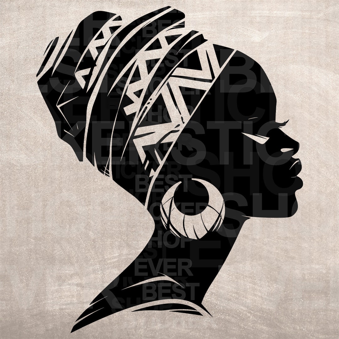African Woman Stencil, Model Template Design Print, Digital Download ...