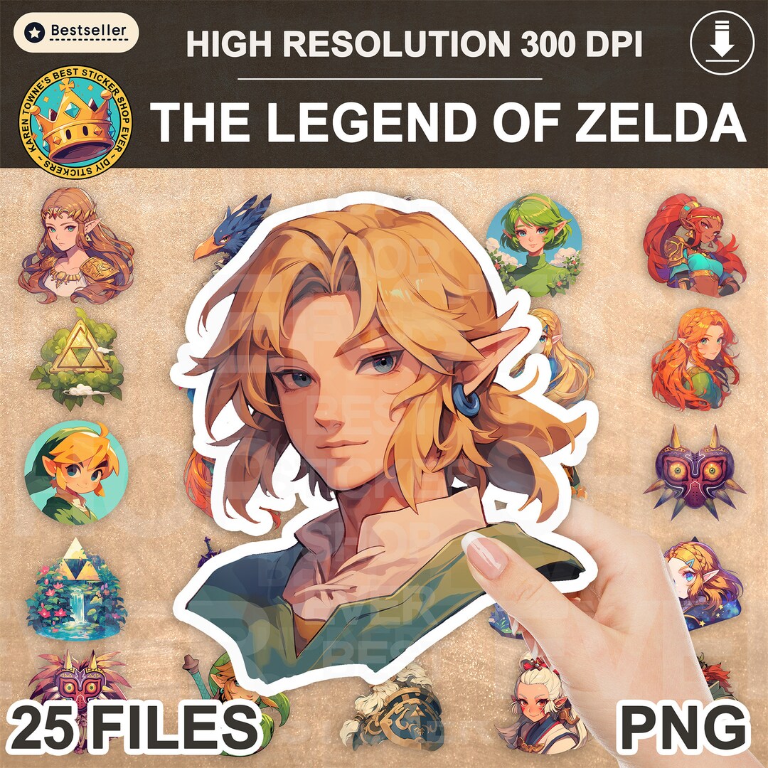The Legend of Zelda PNG Stickers, Sticker PNG Bundle, Printable ...