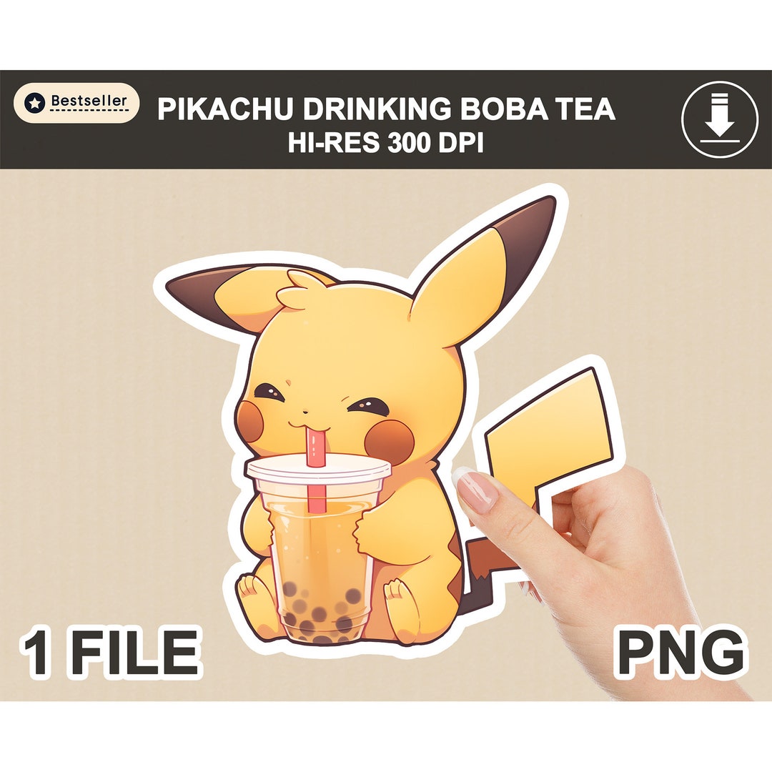 Pikachu Drinking Boba Tea Giant PNG Clipart, Digital Sticker ...