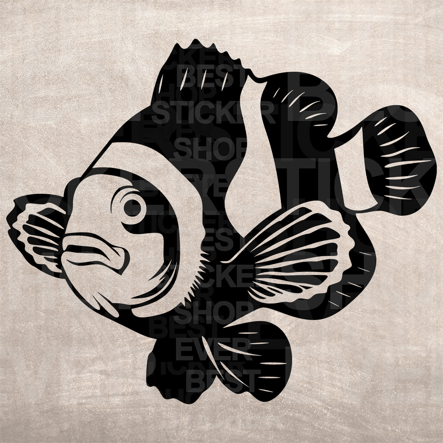 Clownfish Stencil, Design Print, Digital Download Clipart Graphic for ...
