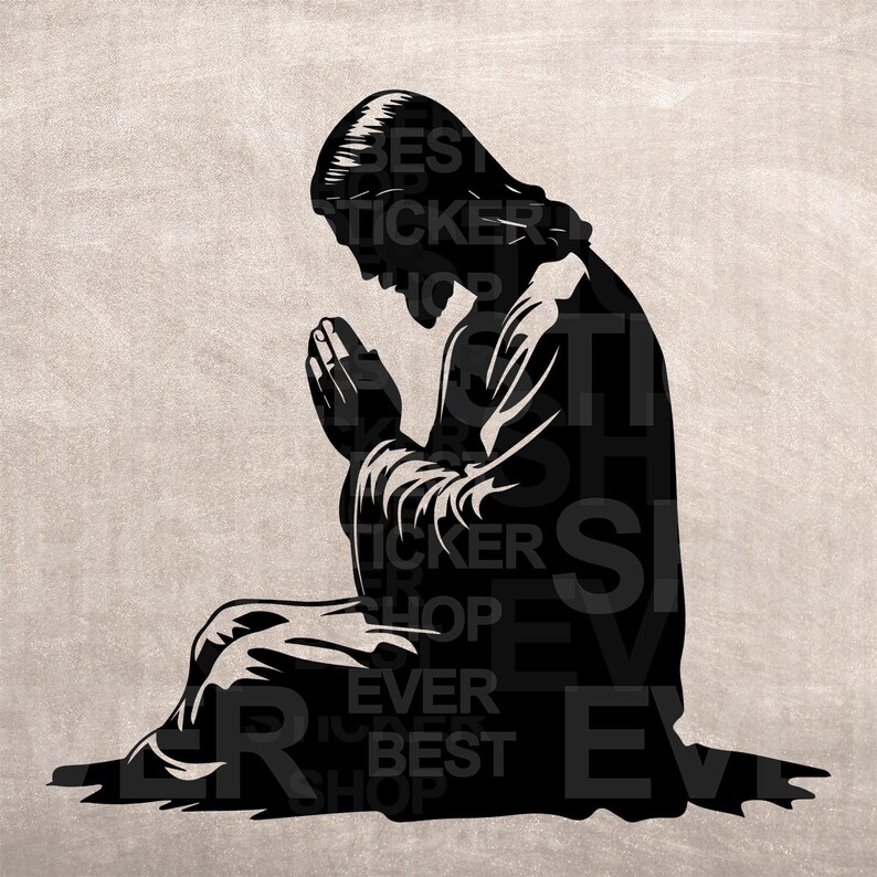 Jesus Praying Stencil, Design Print, Digital Download Clipart Graphic ...