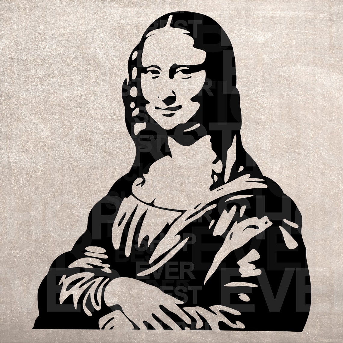 Mona Lisa Stencil, Design Print, Digital Download Clipart Graphic for ...