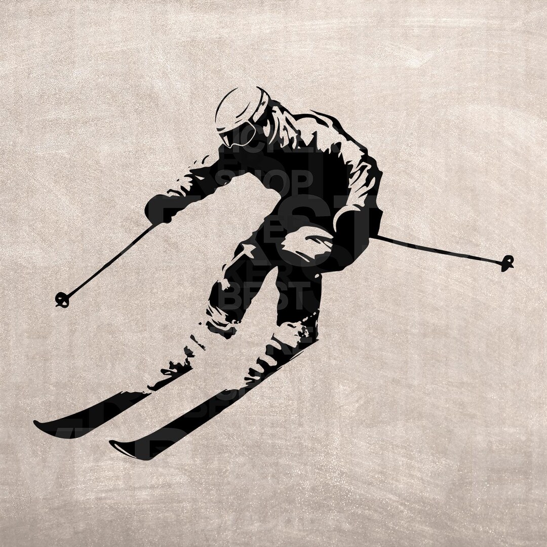 Ski Skiing Stencil, Model Template Design Print, Digital Download ...