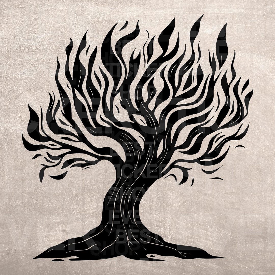 Burning Bush Stencil, Model Template Design Print, Digital Download ...