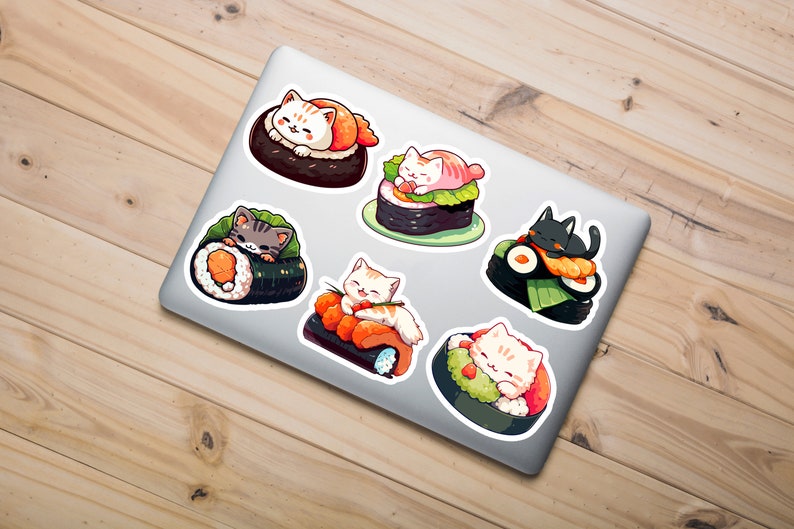 Kawaii Sushi Cat PNG SVG Cat Sticker Vector Sticker - Etsy