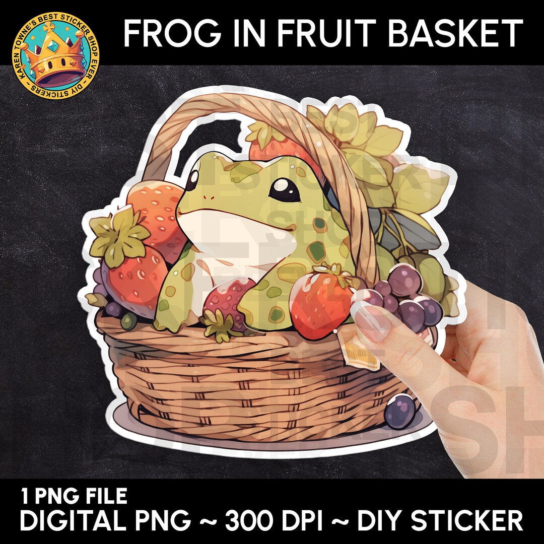 Frog in Fruit Basket ~ Giant PNG ~ Clipart, Digital Sticker ...