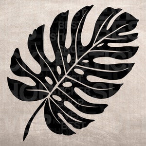 Tropical Leaf Stencil, Model Template Design Print, Digital Download Clipart Graphic for DYI ...