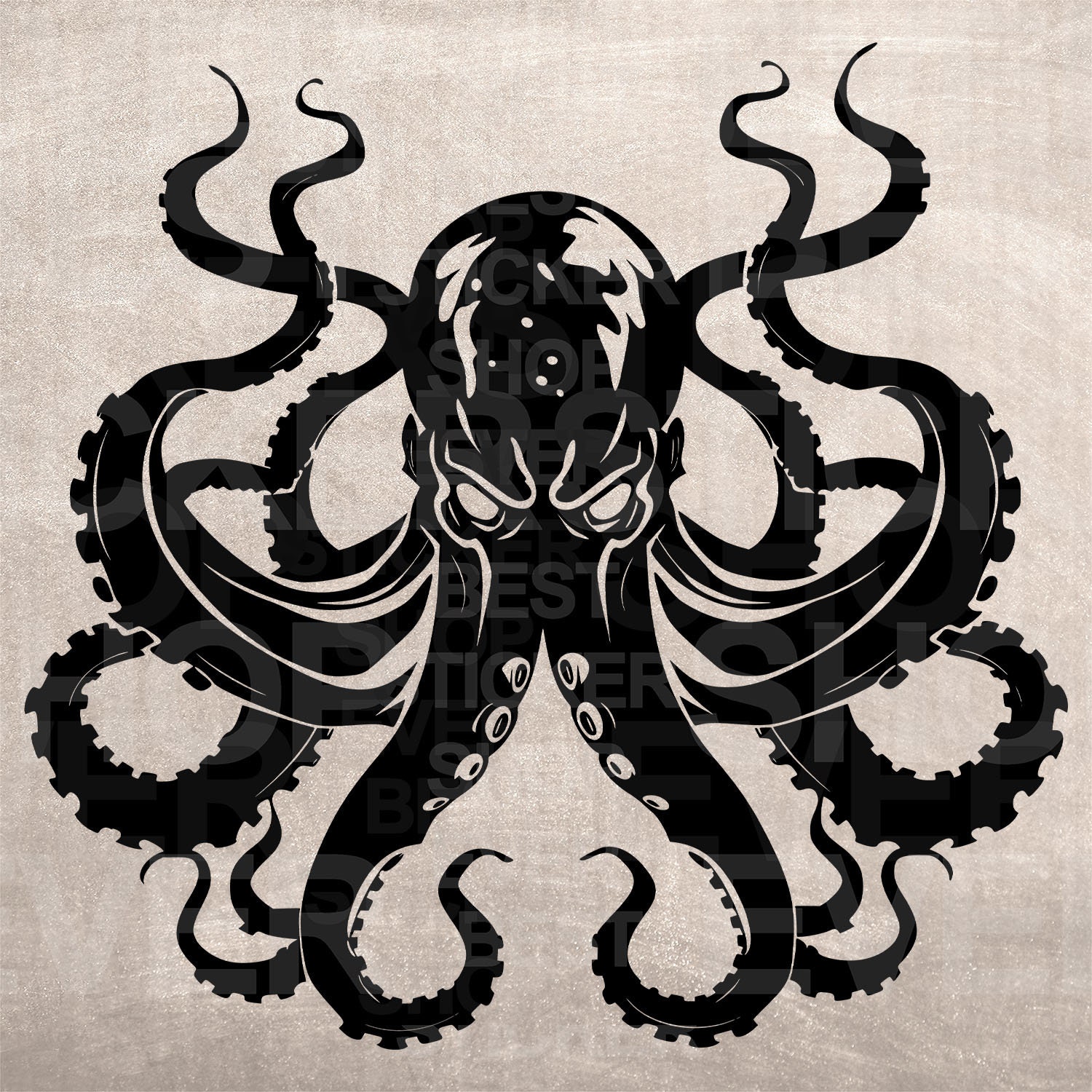 Kraken Stencil, Model Template Design Print, Digital Download Clipart ...