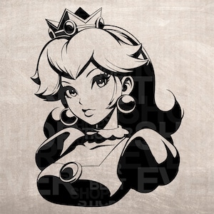 Princess Peach Stencil, Design Print, Digital Download Clipart Graphic ...
