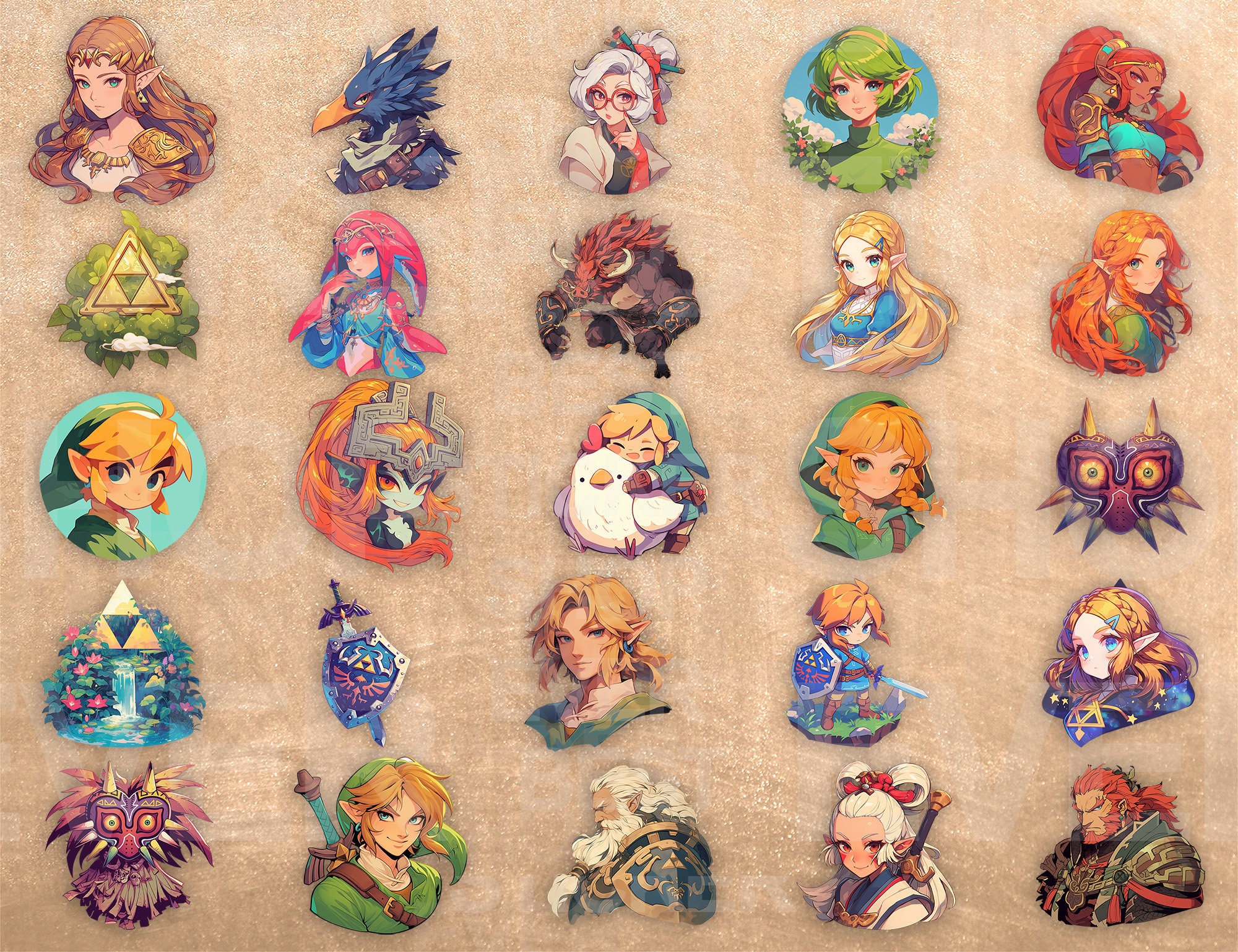 The Legend of Zelda PNG Stickers, Sticker PNG Bundle, Printable ...