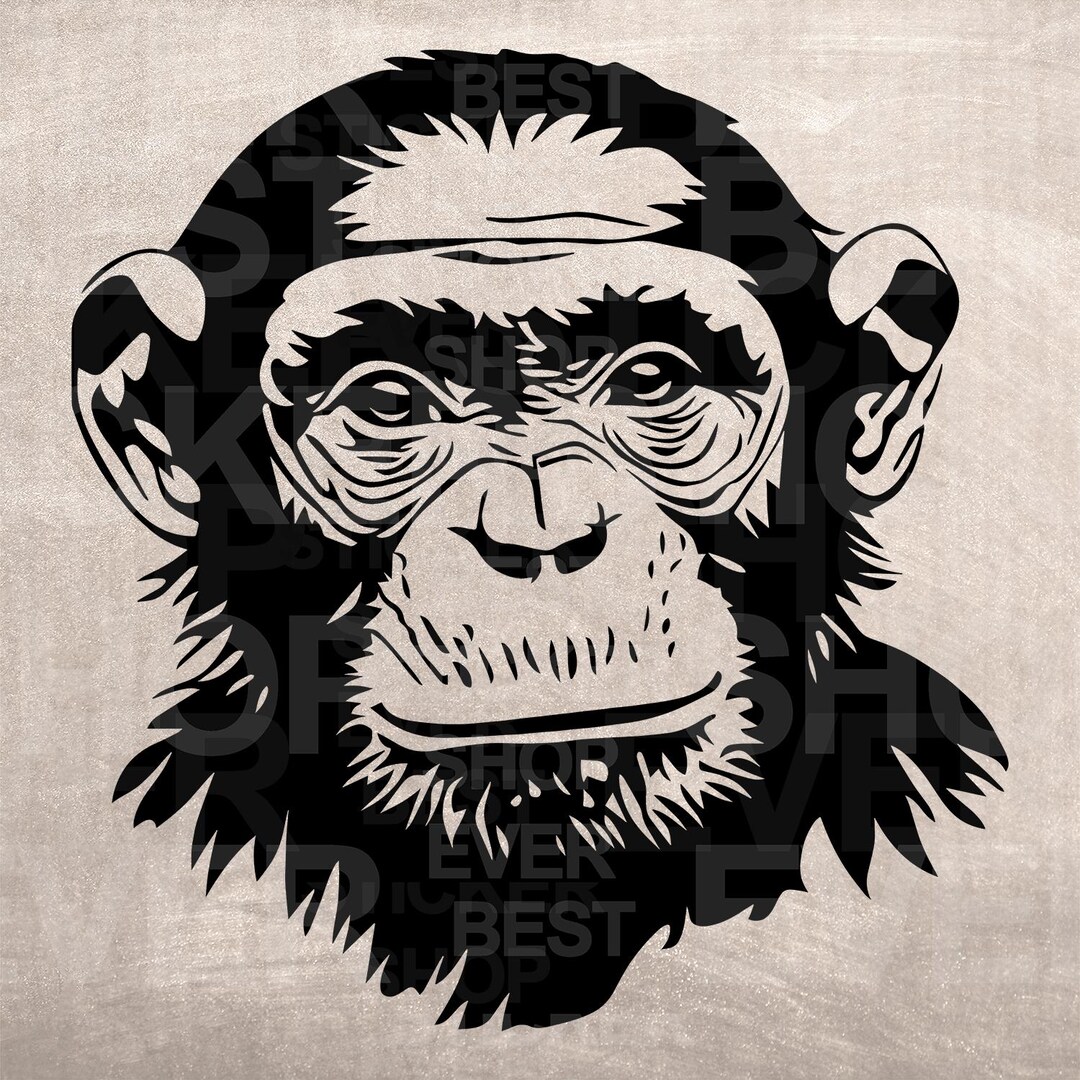 Chimp Monkey Stencil, Model Template Design Print, Digital Download ...