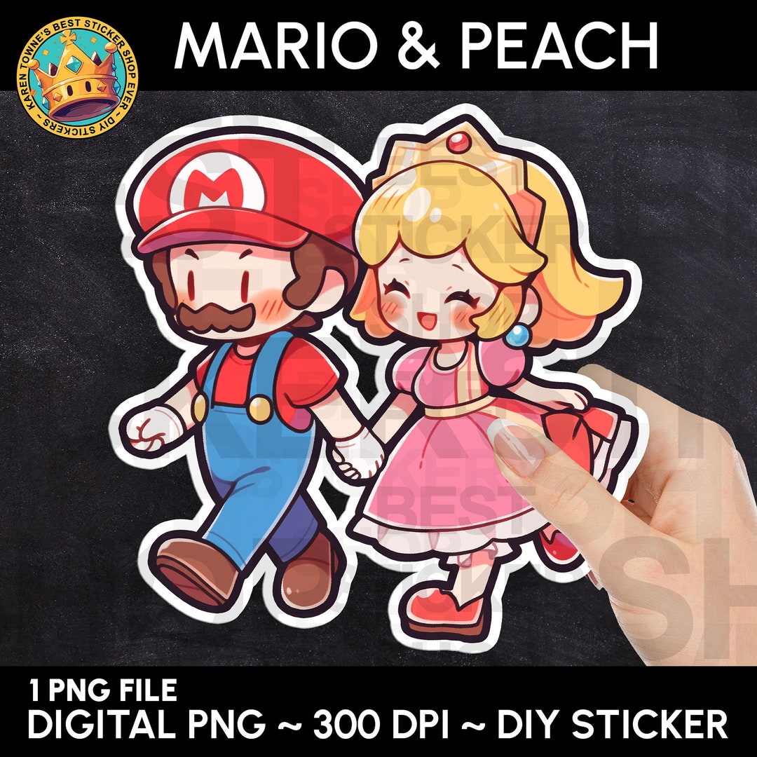 Peach and Mario ~ Giant PNG ~ Clipart, Digital Sticker, Scrapebooking ...