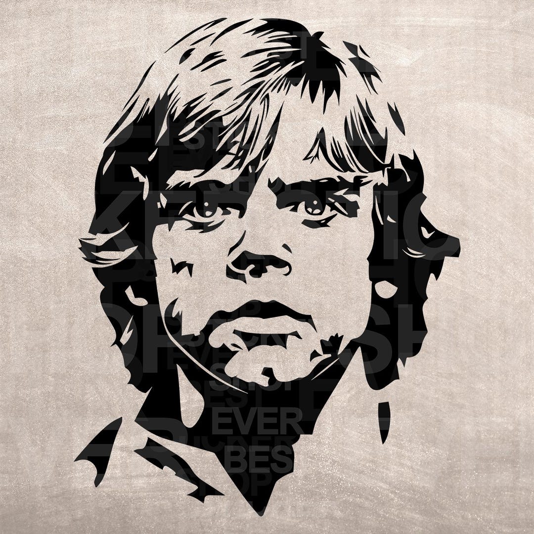 Luke Skywalker Stencil, Model Template Design Print, Digital Download ...