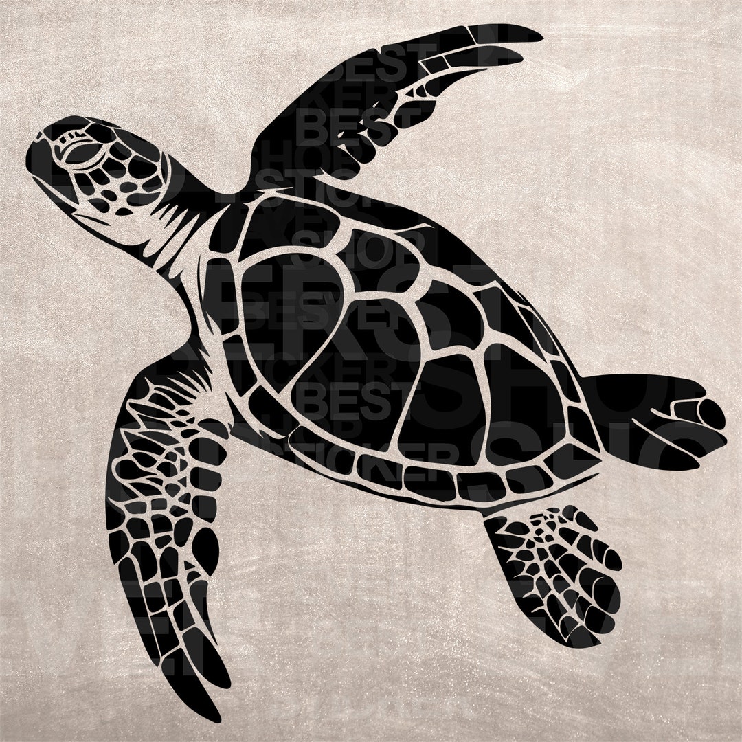 Sea Turtle Beach Aquatic Swimming Animal Stencil, Digital Download ...