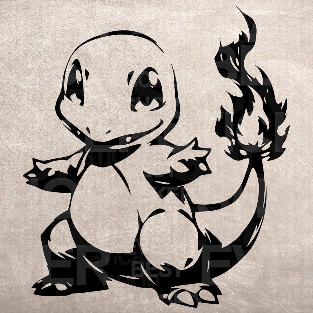 Charmander Stencil, Design Print, Digital Download Clipart Graphic for ...