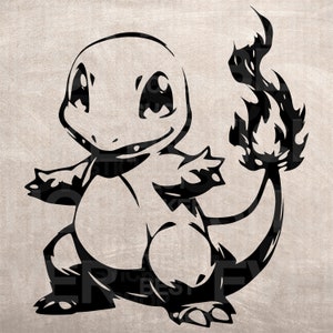 Charmander Stencil, Design Print, Digital Download Clipart Graphic for ...