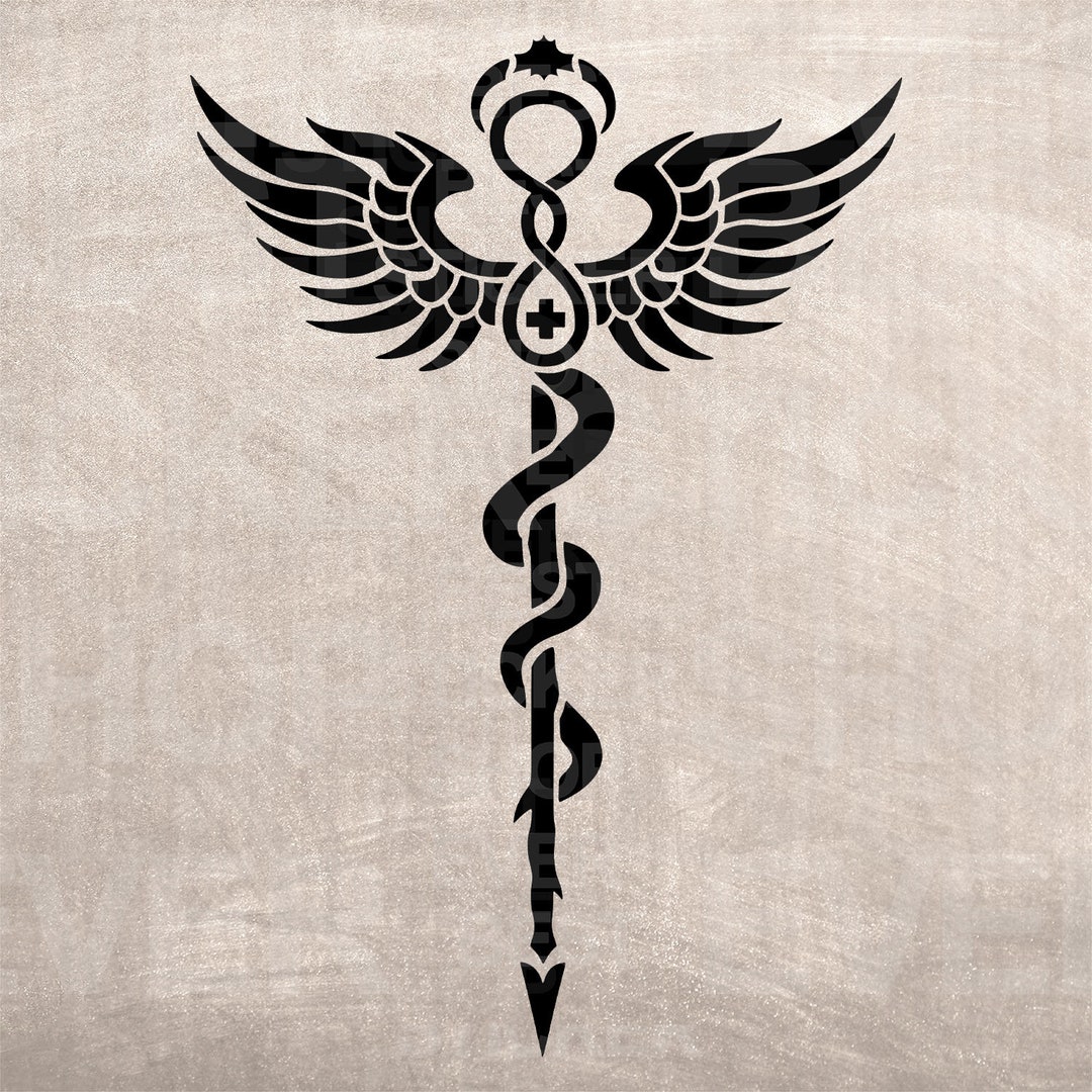 Caduceus Stencil, Model Template Design Print, Digital Download Clipart ...