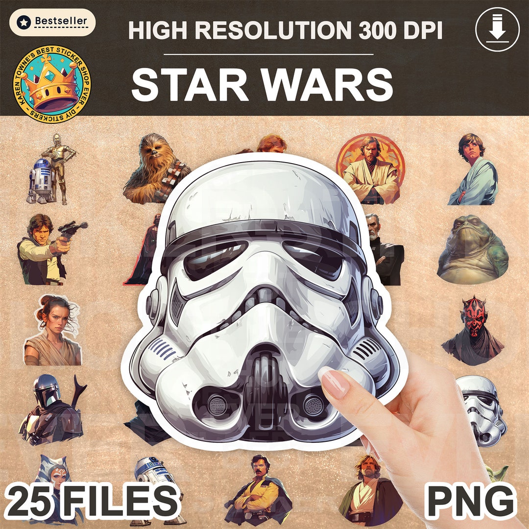 Star Wars PNG Stickers, Sticker PNG Bundle, Printable Stickers, Star ...