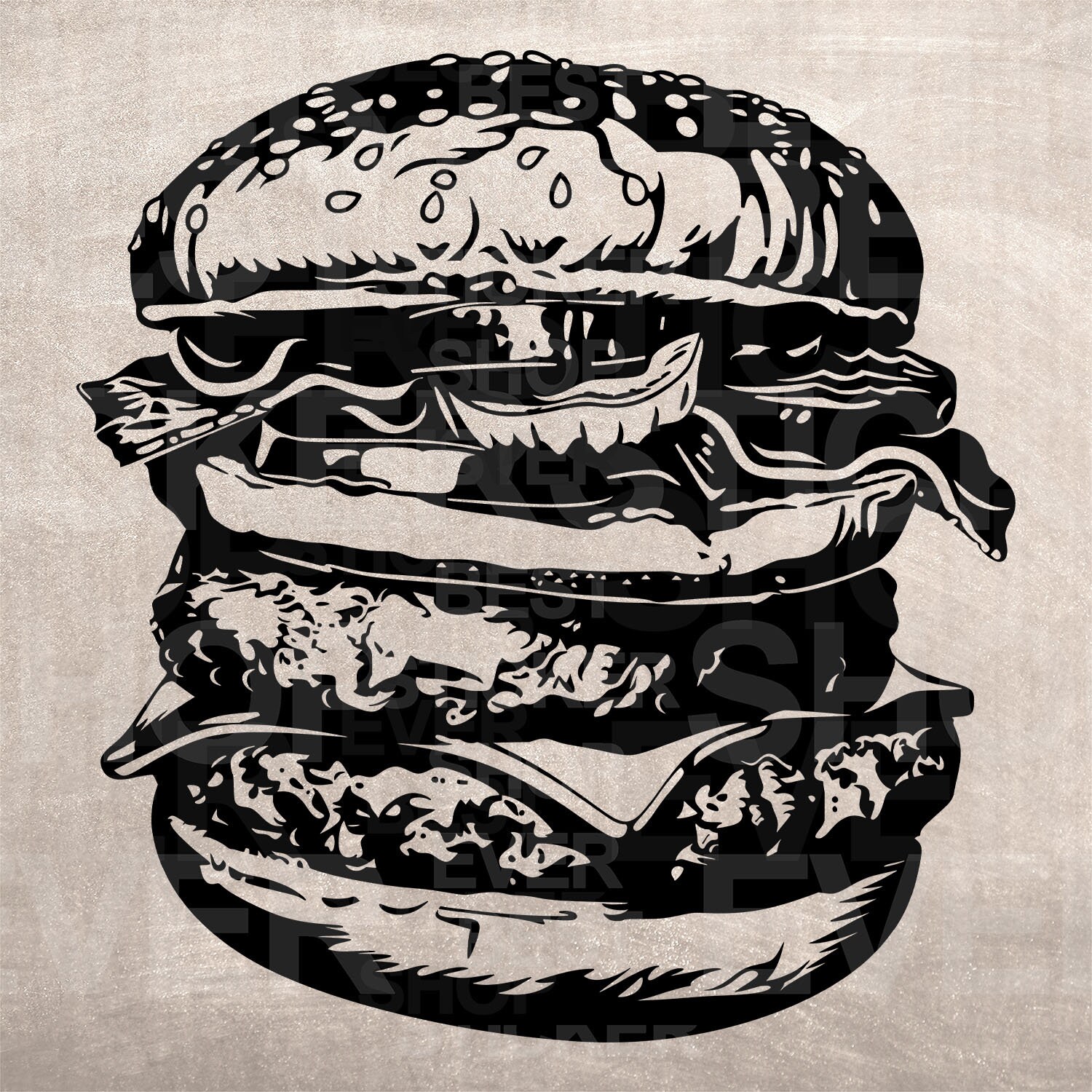 Burger Stencil, Model Template Design Print, Digital Download Clipart ...