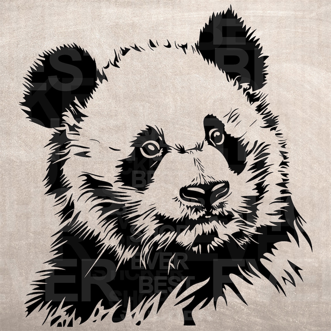 Panda Stencil, Model Template Design Print, Digital Download Clipart ...