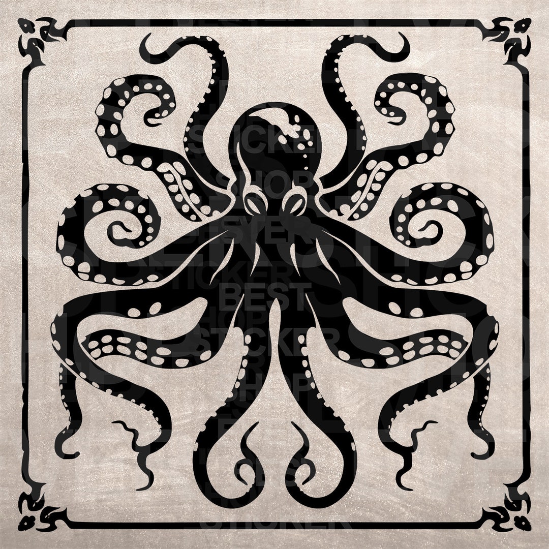 Kraken Stencil, Model Template Design Print, Digital Download Clipart ...