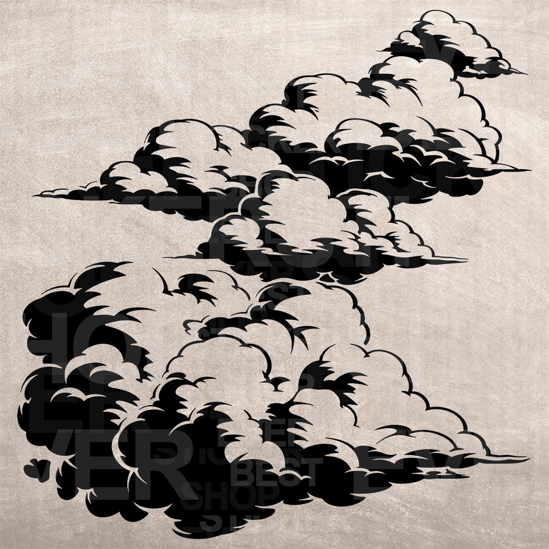 Clouds Stencil, Model Template Design Print, Digital Download Clipart ...