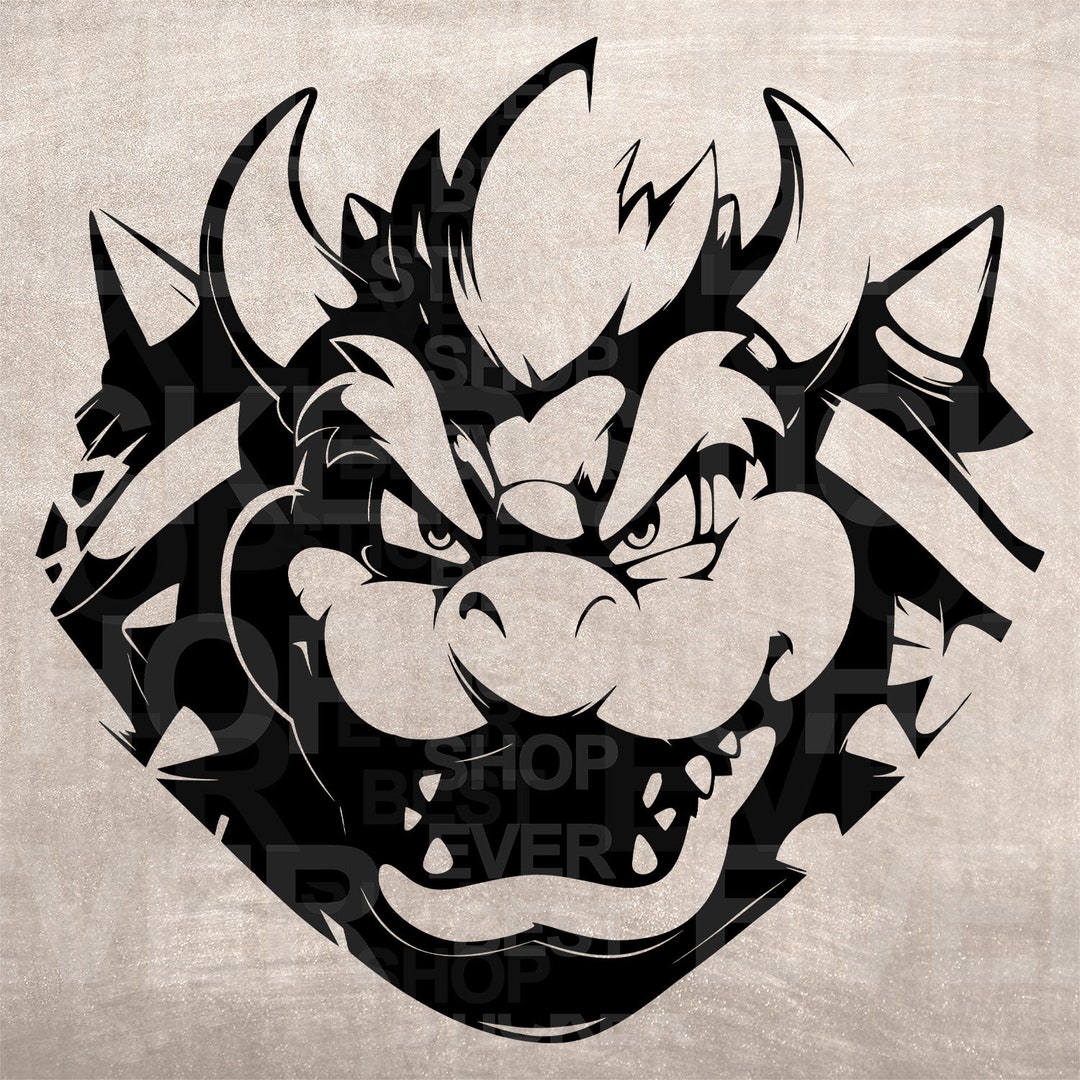 Bowser Stencil, Design Print, Digital Download Clipart Graphic for DYI ...