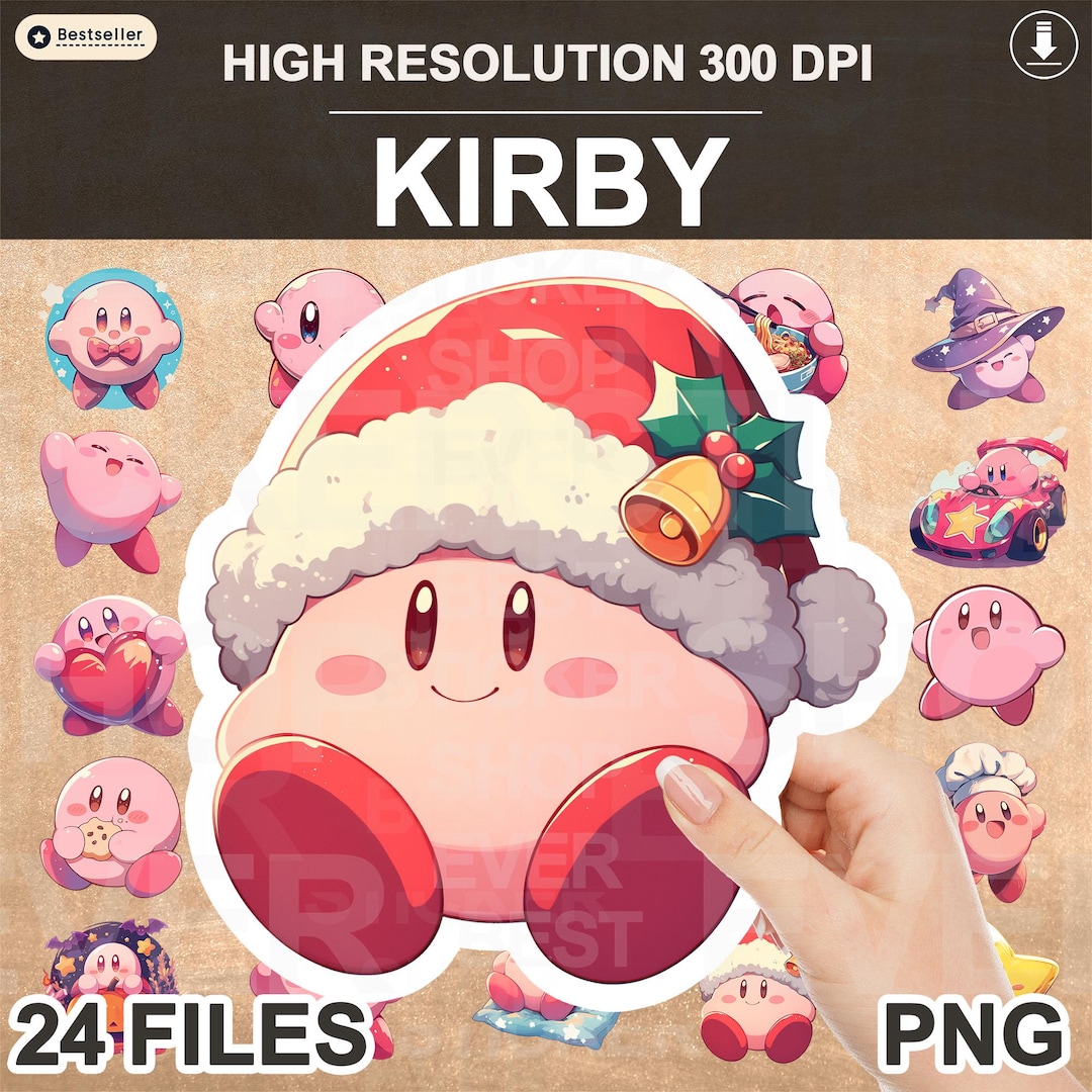 Kirby PNG Bundle, Kirby PNG, Printable Sticker, Sticker Design, Cute ...