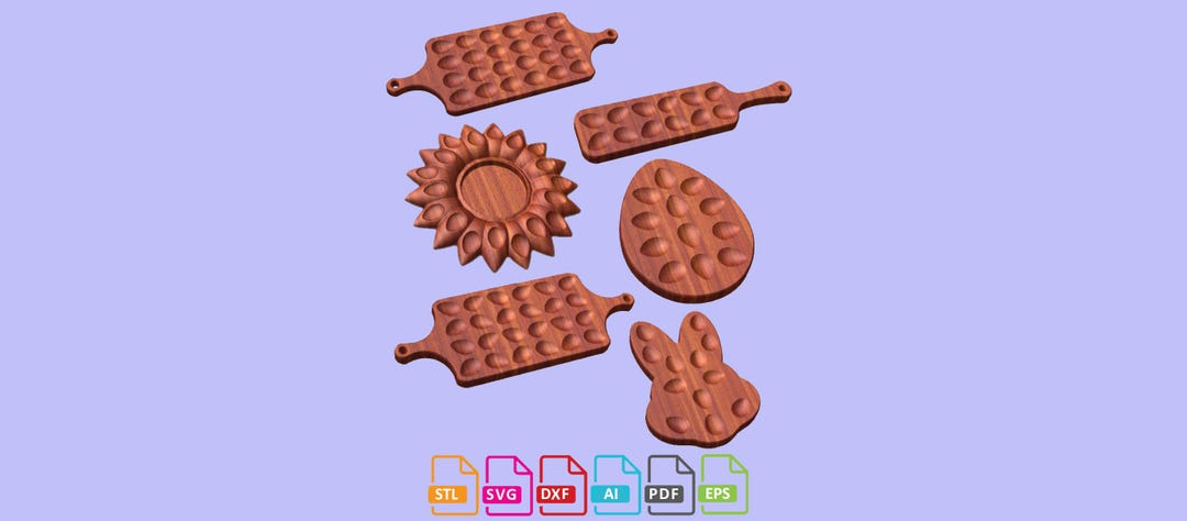 Save 30% - Bundle of 6 Deviled Egg Trays, Wood Tray, Designed for CNC ...