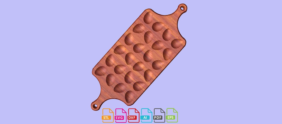 3D 2 Handled Deviled Egg Tray V2, Wood Tray, Designed for CNC Router ...