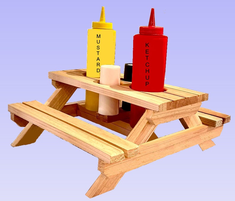Picnic Table Condiment Station, Mini Picnic Table, Picnic Table ...