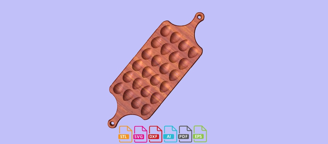 3D 2 Handled Deviled Egg Board for CNC , Stl, Svg, Dxf, Ai, Eps, Pdf ...