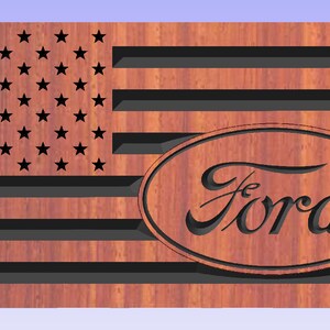 USA Flag With Ford Emblem, Designed for CNC Router, Svg, Dxf, Ai, Eps ...
