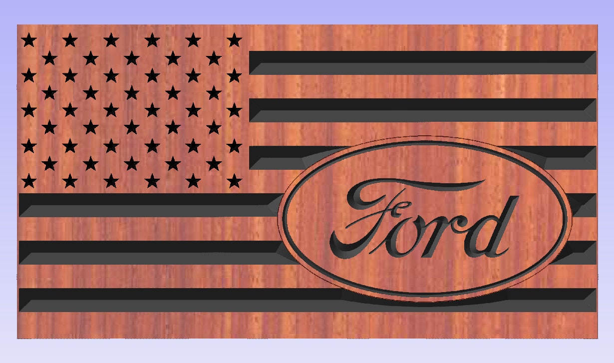 USA Flag With Ford Emblem, Designed for CNC Router, Svg, Dxf, Ai, Eps ...
