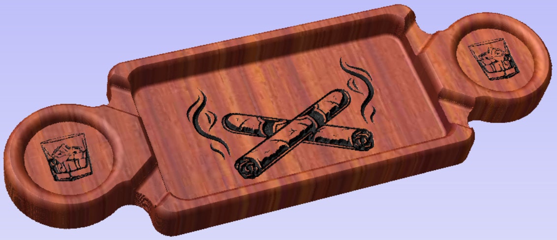 Cigar & Whiskey Holder Ashtray, Wood Tray, Serving Tray, Designed for ...