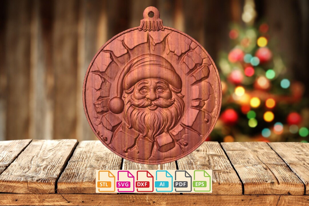 Santa "busting Out" Christmas Ornament CNC File – 3D Wood Carving ...